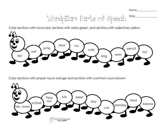Wordpillar: Parts of speech (FREE worksheet!) | Squarehead Teachers