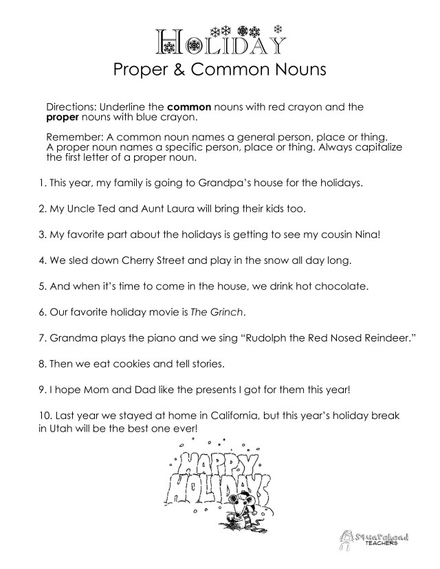 Proper Nouns Printable