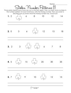 St. Patrick’s Day Number Patterns (free worksheet!) | Squarehead Teachers