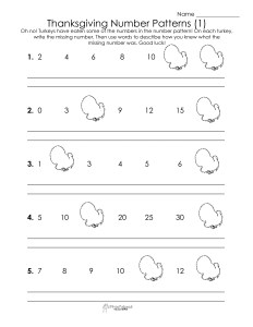 Thanksgiving Number Patterns (free worksheets!) | Squarehead Teachers
