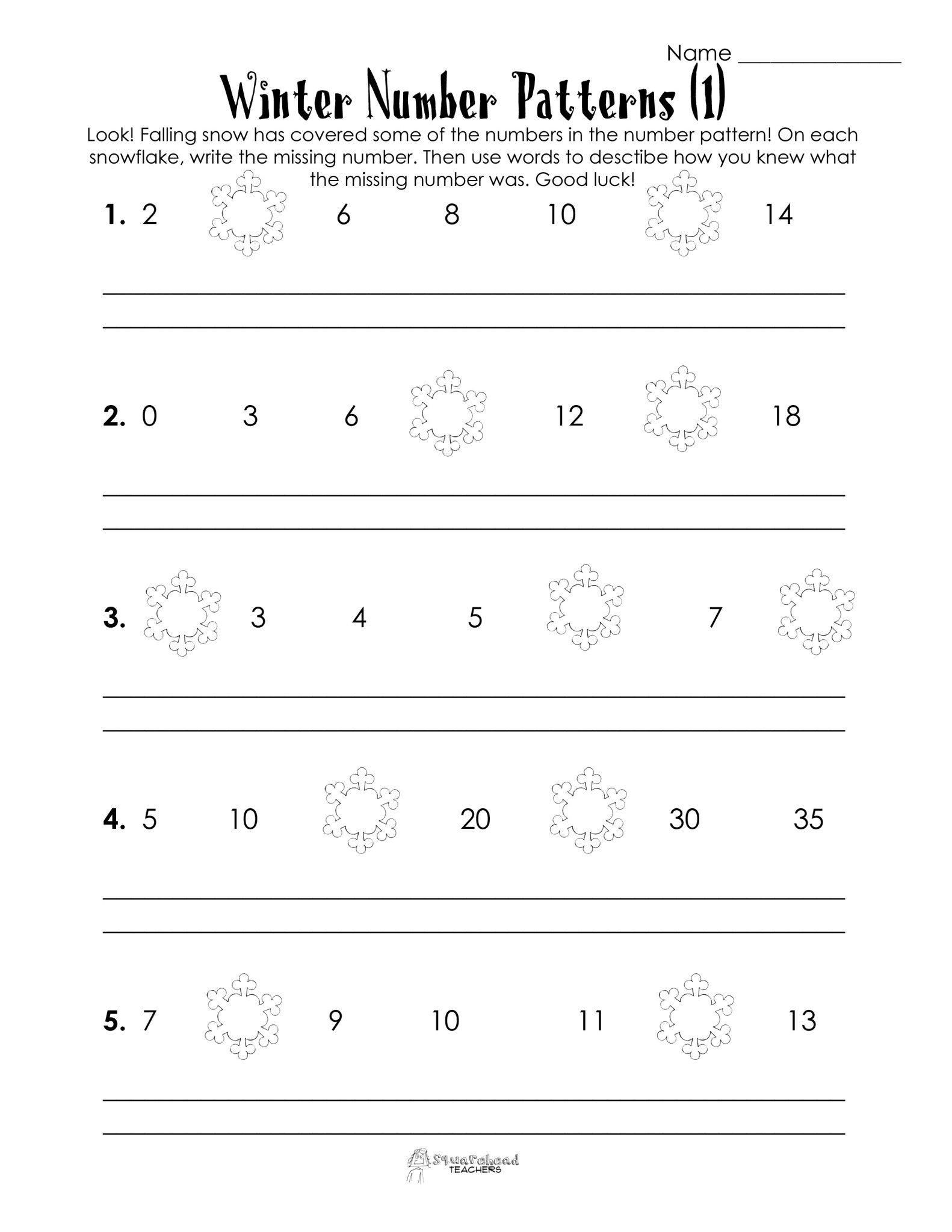 Holiday Number Patterns (free worksheet!) | Squarehead Teachers