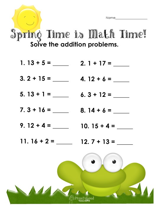 Spring Time Means Math Time! (free addition worksheet) | Squarehead ...