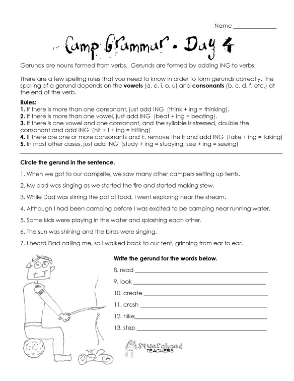 Camp Grammar (4 days of free worksheets for upper grades) | Squarehead ...