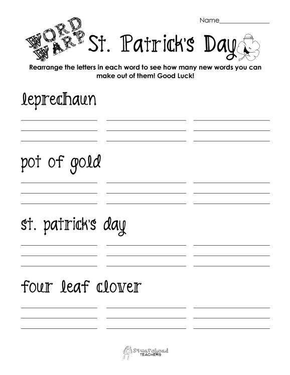 St. Patrick’s Day Word Warp (Updated) | Squarehead Teachers