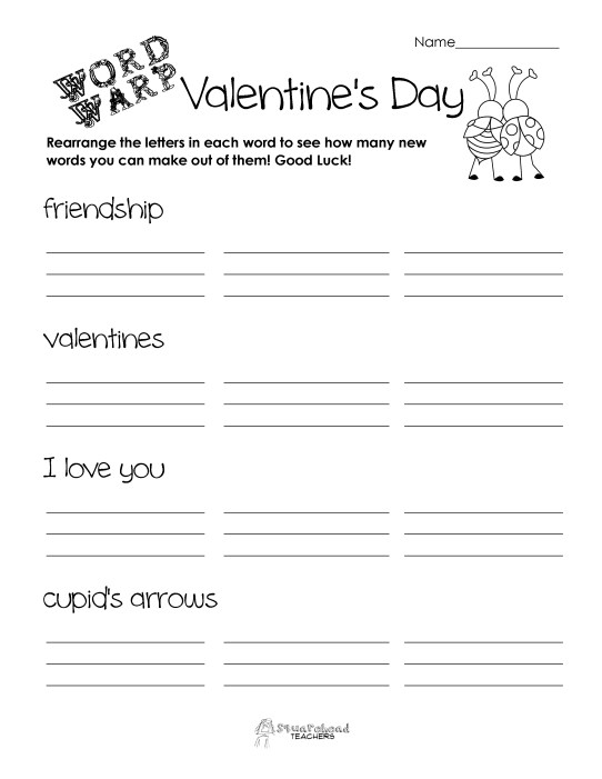 Word Warp- Valentine’s Day | Squarehead Teachers
