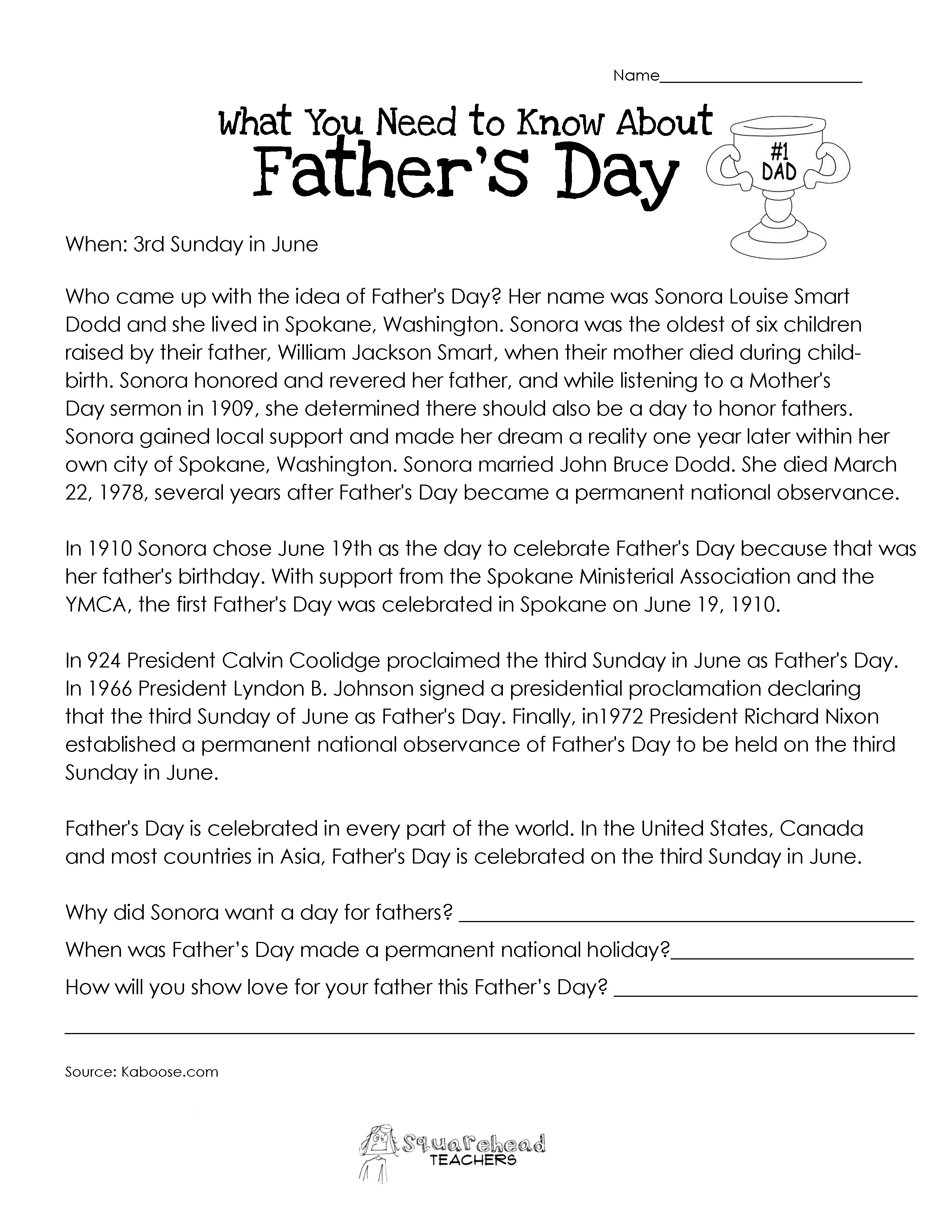 What You Need to Know About Father’s Day | Squarehead Teachers