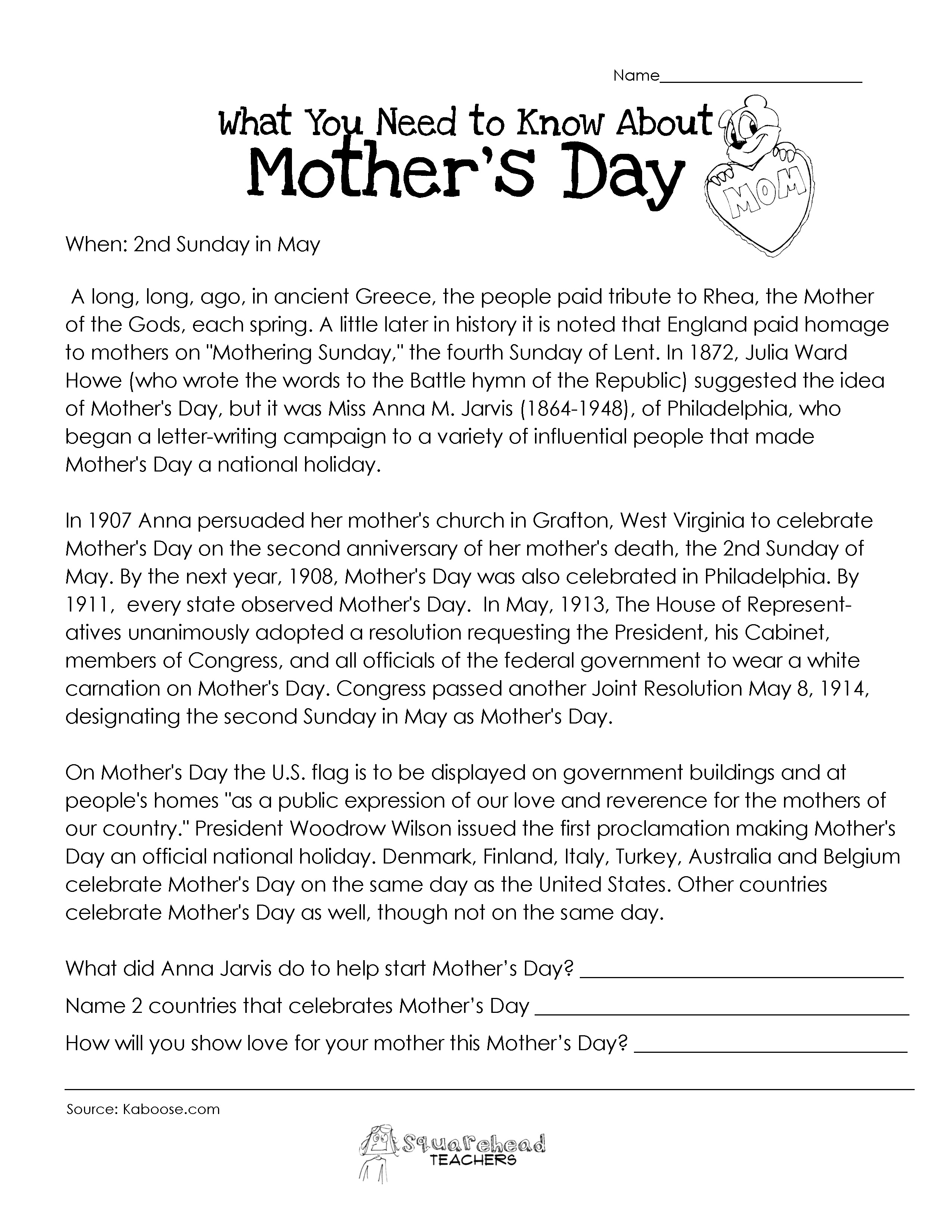What You Need to Know About Mother’s Day | Squarehead Teachers