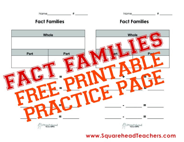 Fact Families Practice Page | Squarehead Teachers