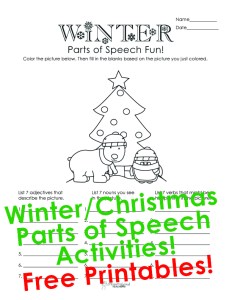 Christmas/Winter Parts of Speech Activities for Kids | Squarehead Teachers