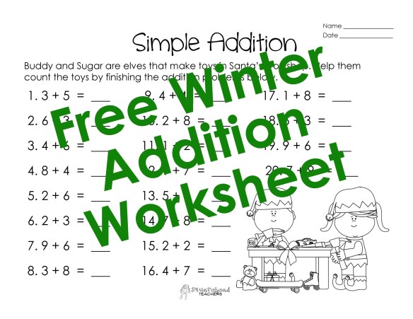 Adding Single Digits – Winter Worksheet | Squarehead Teachers