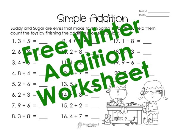 Adding Single Digits – Winter Worksheet | Squarehead Teachers