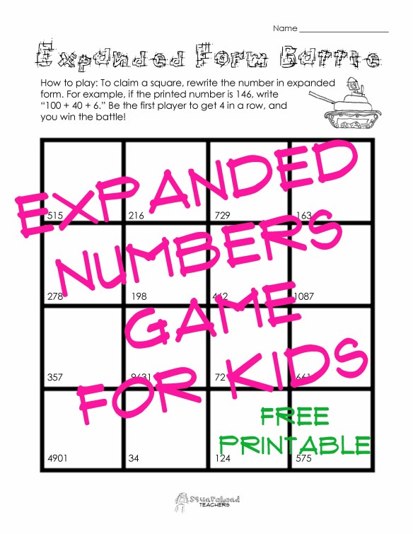 Expanded Number Form Game | Squarehead Teachers