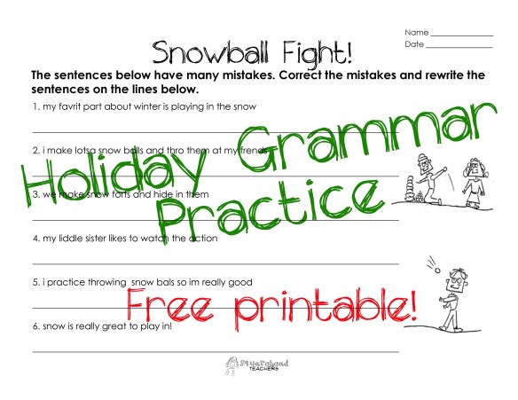 Snowball Fight Grammar Worksheet | Squarehead Teachers