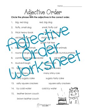 Adjective Order Worksheet (Free!) | Squarehead Teachers