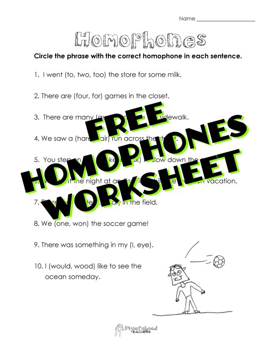 Homophones Worksheet | Squarehead Teachers