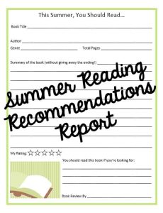 Summer Reading Recommendations (End of the Year Book Report ...