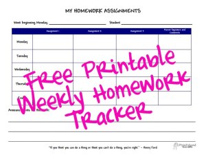 Weekly Homework Trackers/Planners | Squarehead Teachers