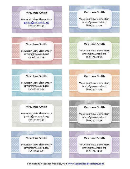 Teacher Contact Cards | Squarehead Teachers