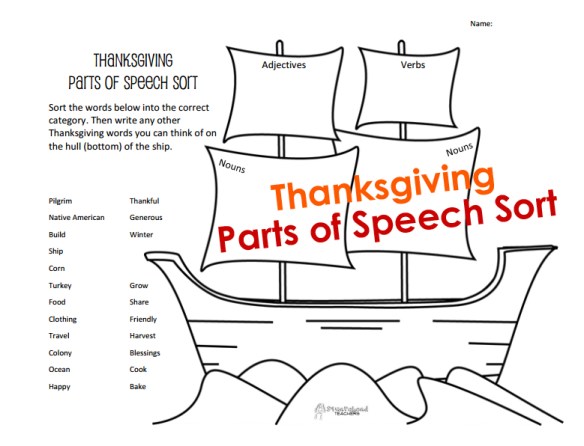 Thanksgiving Word Sort | Squarehead Teachers