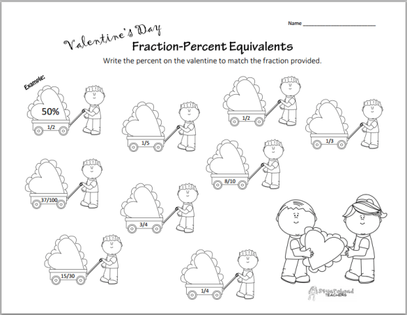 Valentine Fraction-Percent Equivalents | Squarehead Teachers