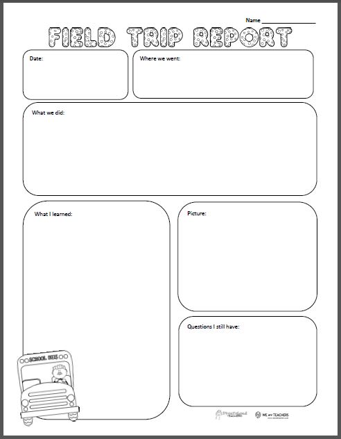 Field Trip Report (Free Printable) | Squarehead Teachers