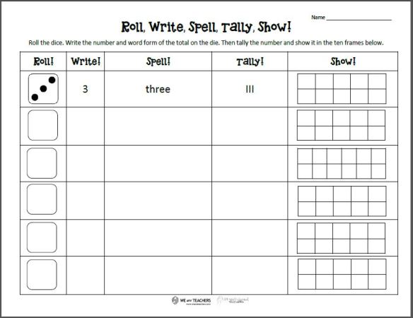 Roll Dice, Write/Tally the Numbers | Squarehead Teachers